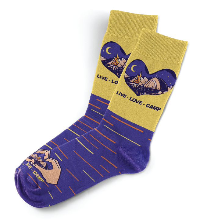 Live Love Camp Socks | Sillies Men & Women, Novelty Fun Socks, Cotton ...