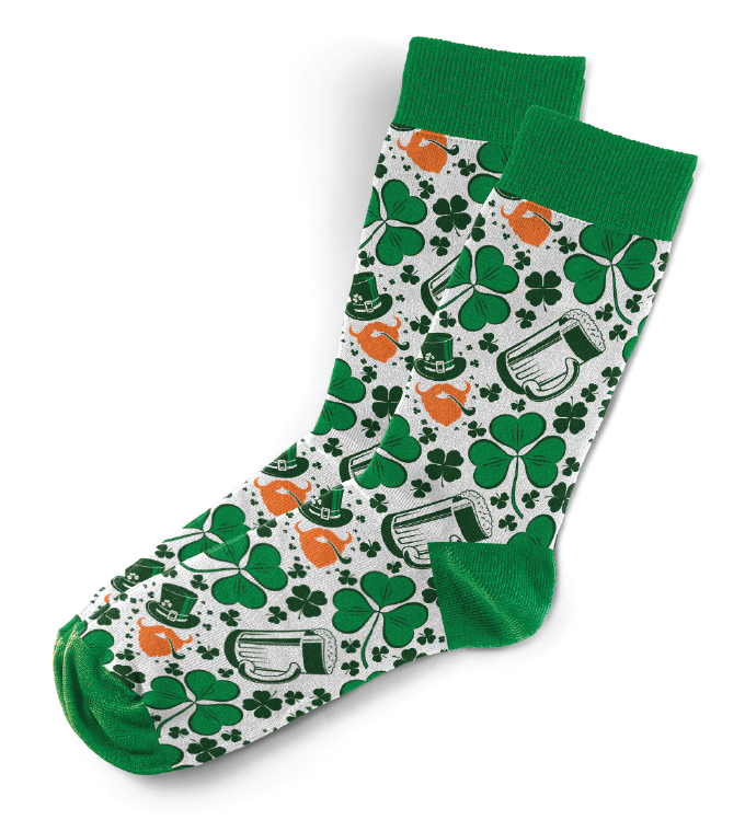 St Patty White Socks | Sillies Men & Women, Novelty Fun Socks, Cotton ...