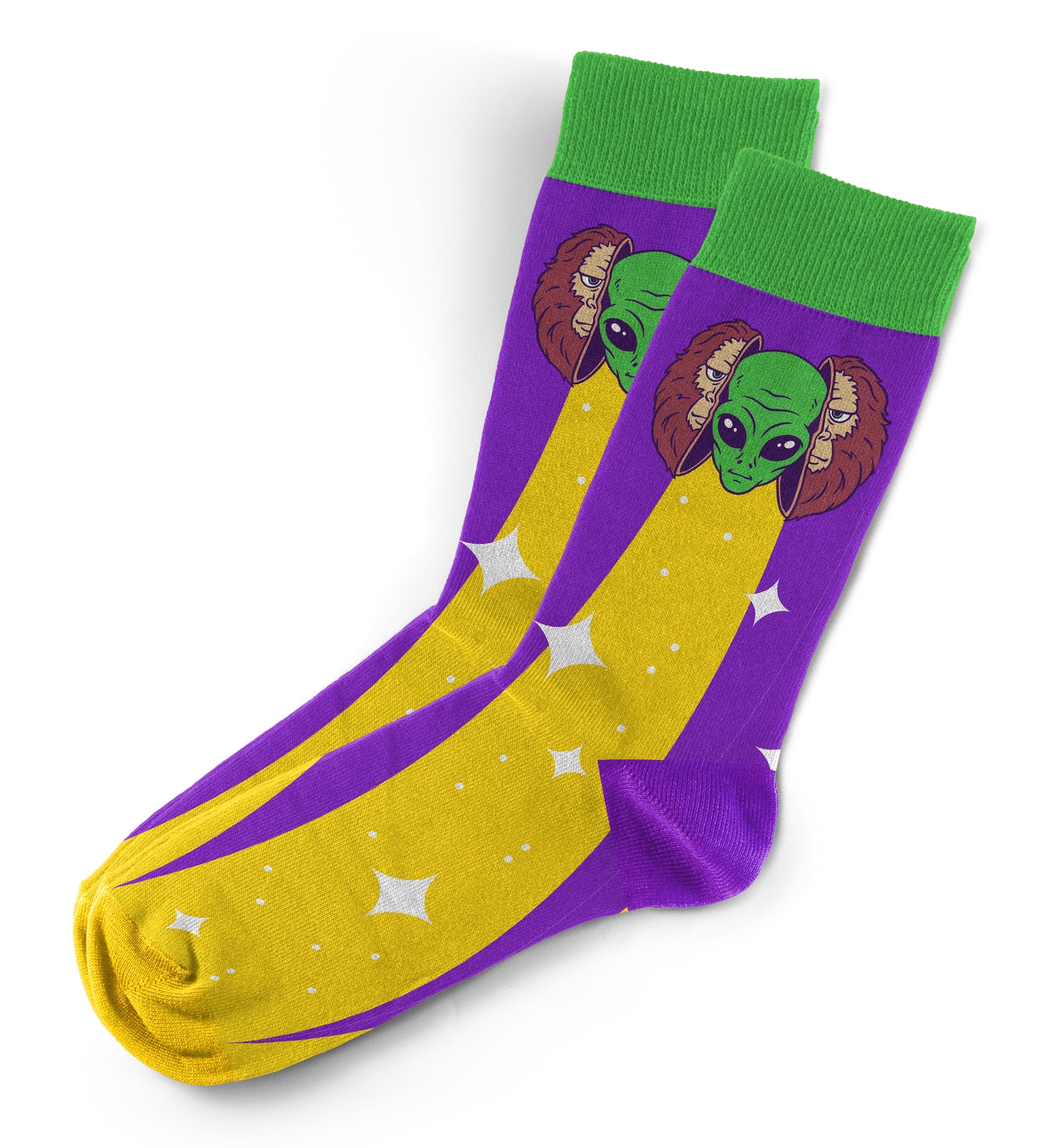 Mens Fatmingo Sasquatch Alien Socks | Multi-Color Fun Socks | Machine ...