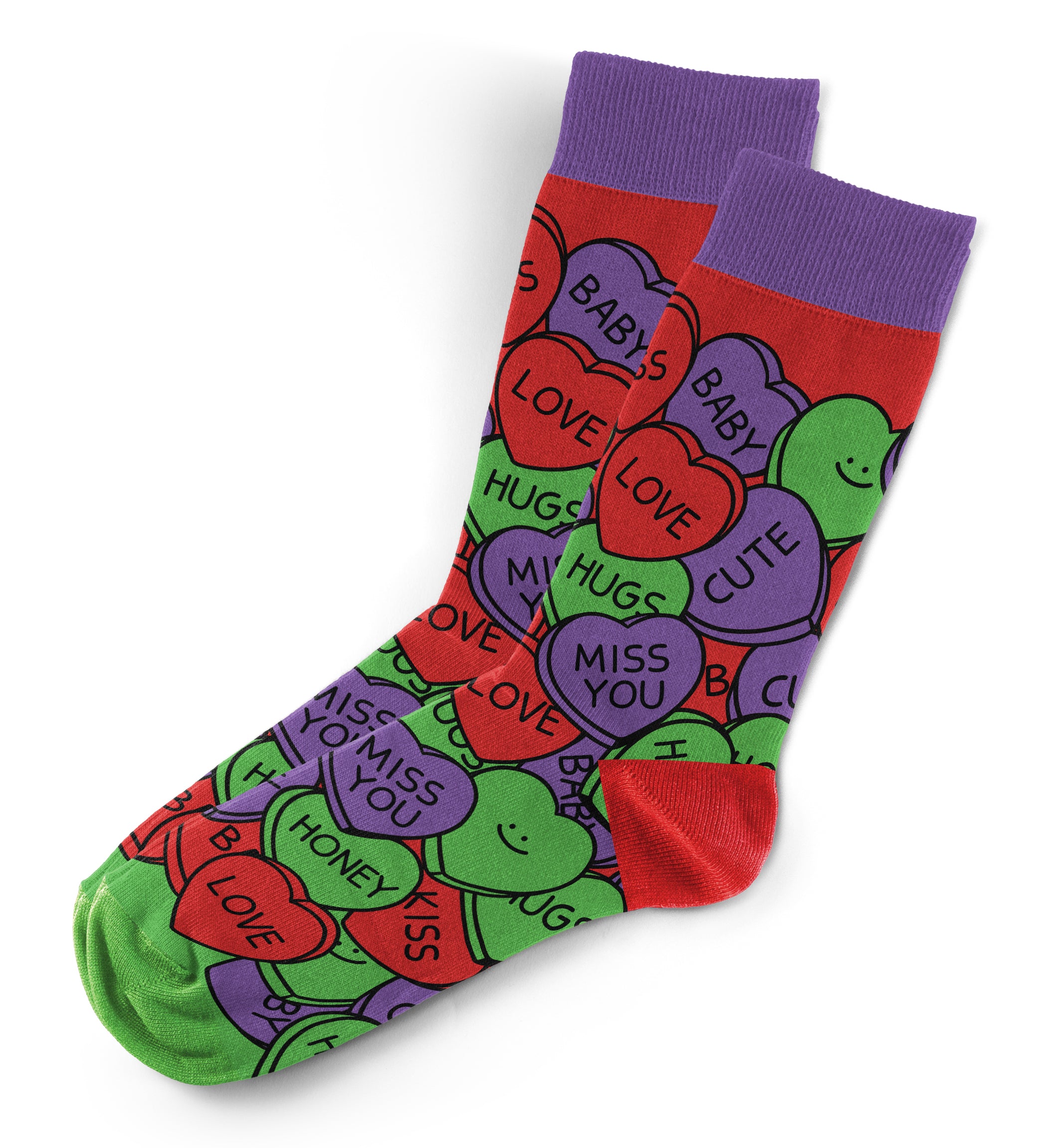 Candy Hearts Socks | Sillies Men & Women, Novelty Fun Socks, Cotton ...