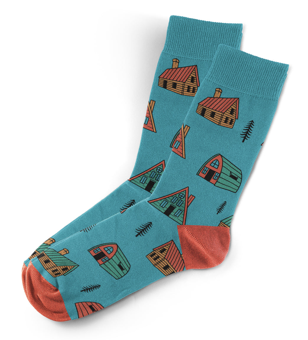 Cabins Blue Socks | Sillies Men & Women, Novelty Fun Socks, Cotton ...